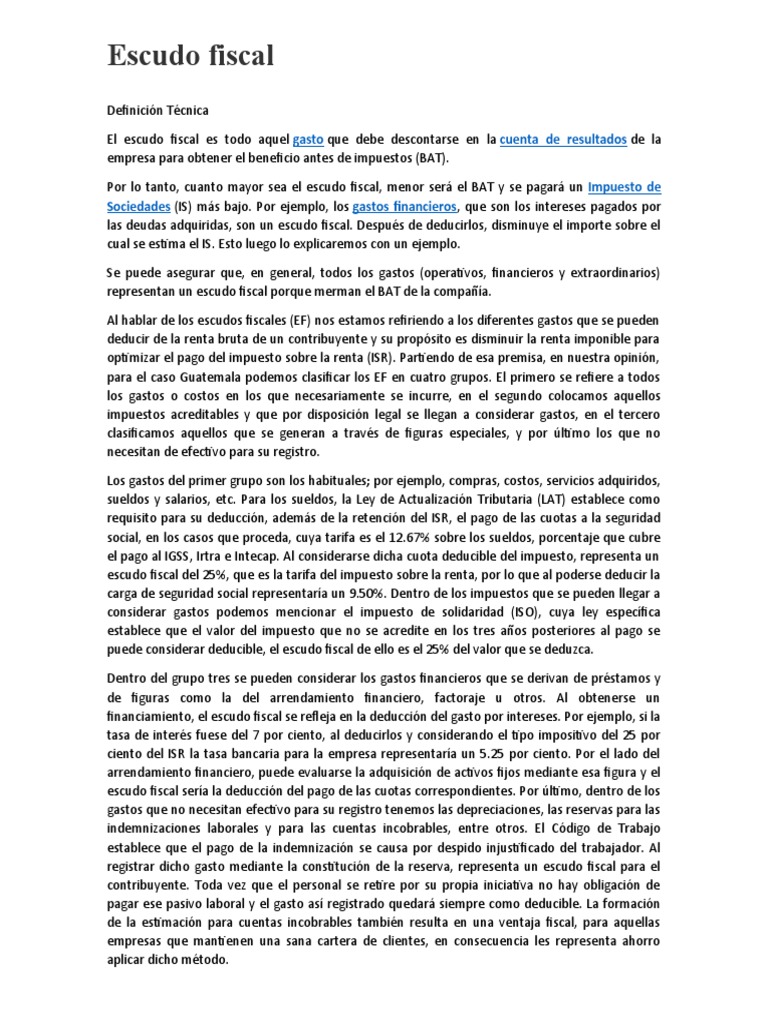 Escudo Fiscal | Descargar gratis PDF | Impuesto sobre la renta | Impuestos