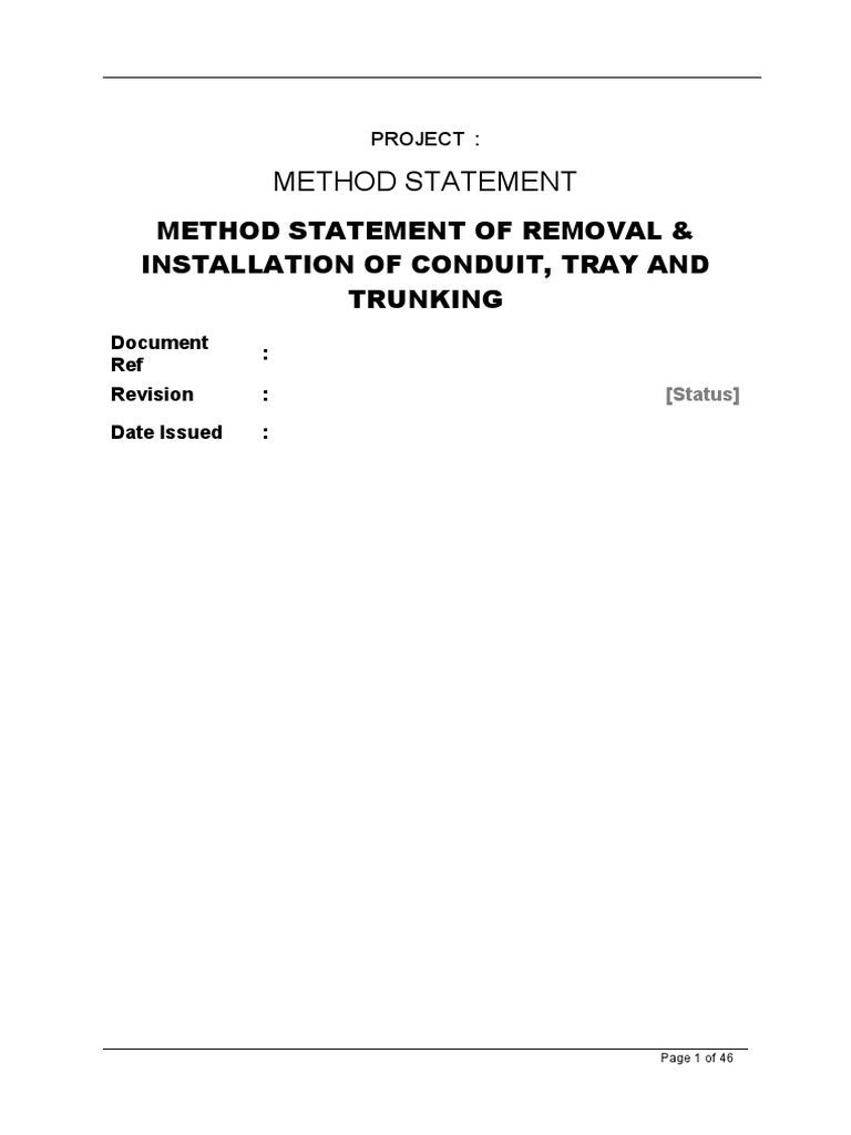 Method Statement of Conduit Tray and Trunking | Download Free PDF ...