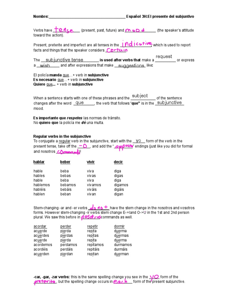 Subjunctive Notes | PDF