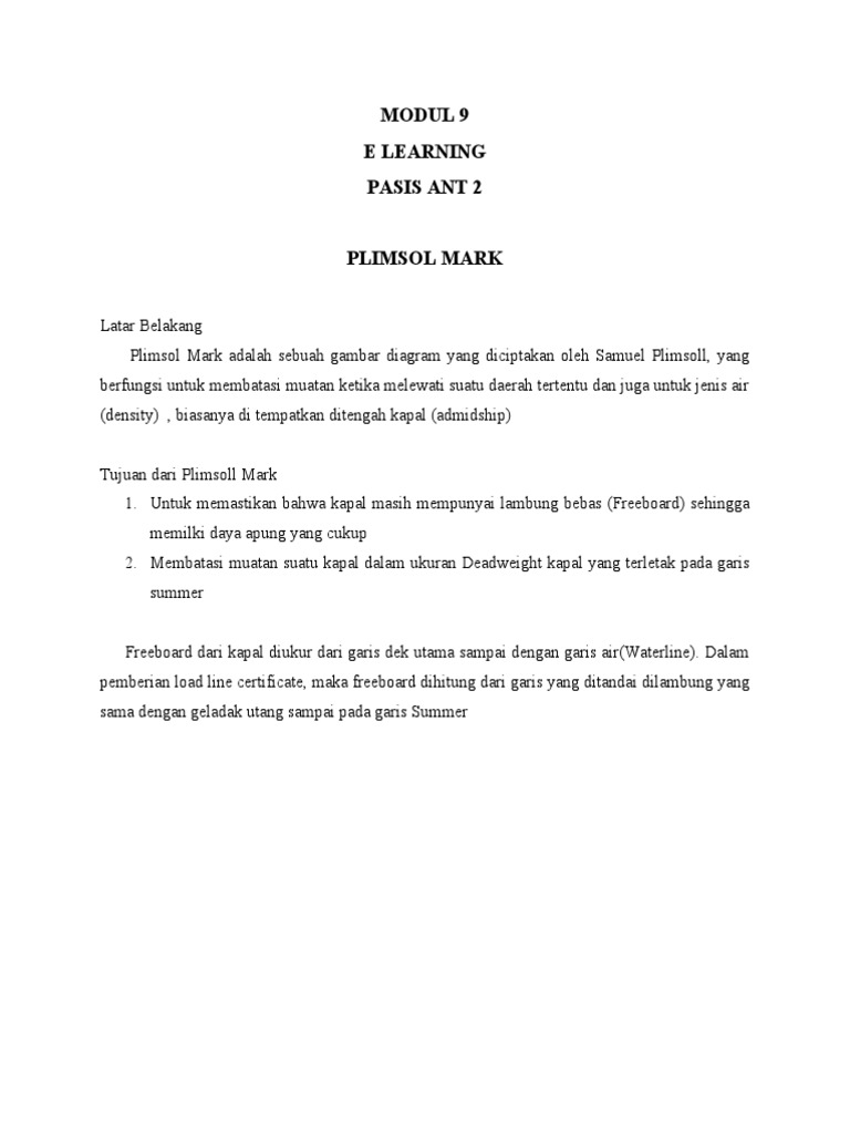 Fungsi dan Arti Plimsoll Mark Kapal | PDF | Perjalanan
