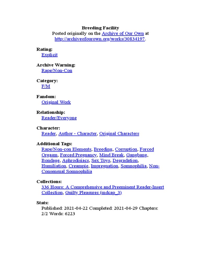 Breeding Facility | PDF | Orgasm | Vagina