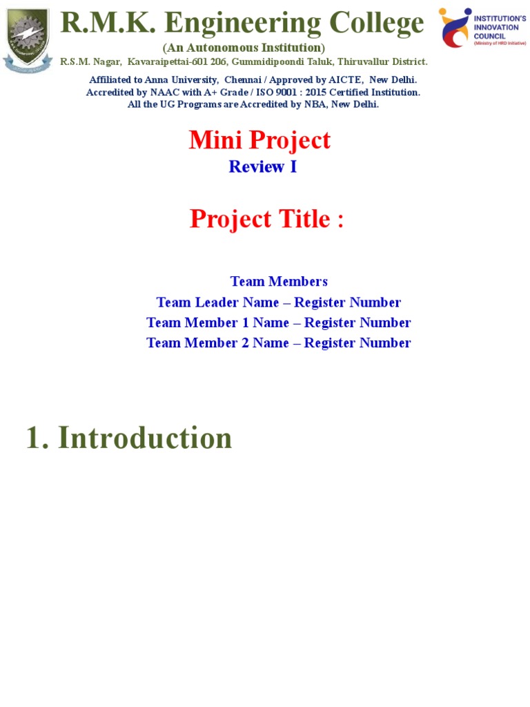 Mini Project Project Title:: Review I | PDF