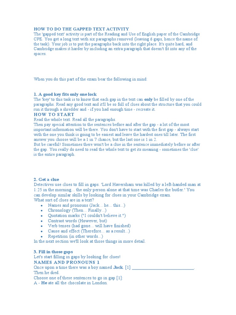 How To Do The Gapped Text Activity | PDF | Phrase | Cognitive Science