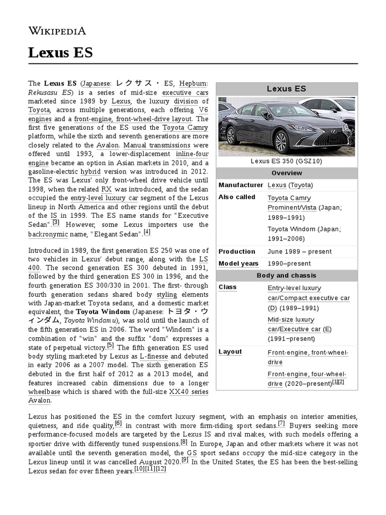 Lexus_ES | PDF | Lexus | Motor Vehicle