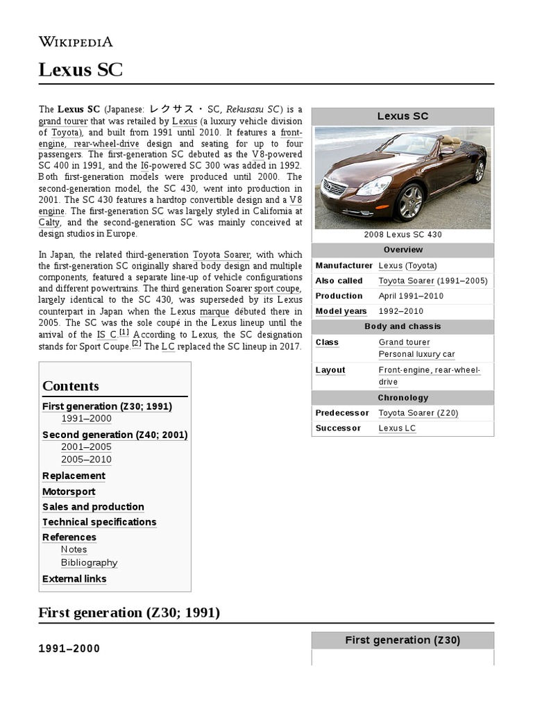 Lexus SC | PDF | Lexus | Transport