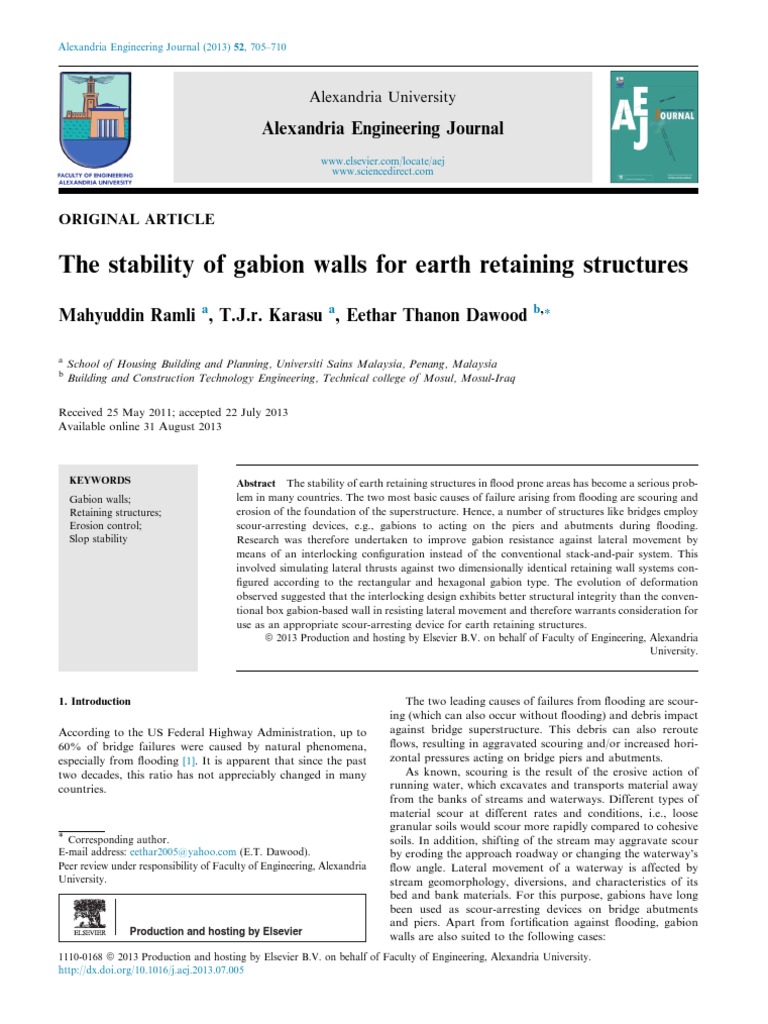 The Stability of Gabion Walls For Earth Retaining Structures | PDF ...