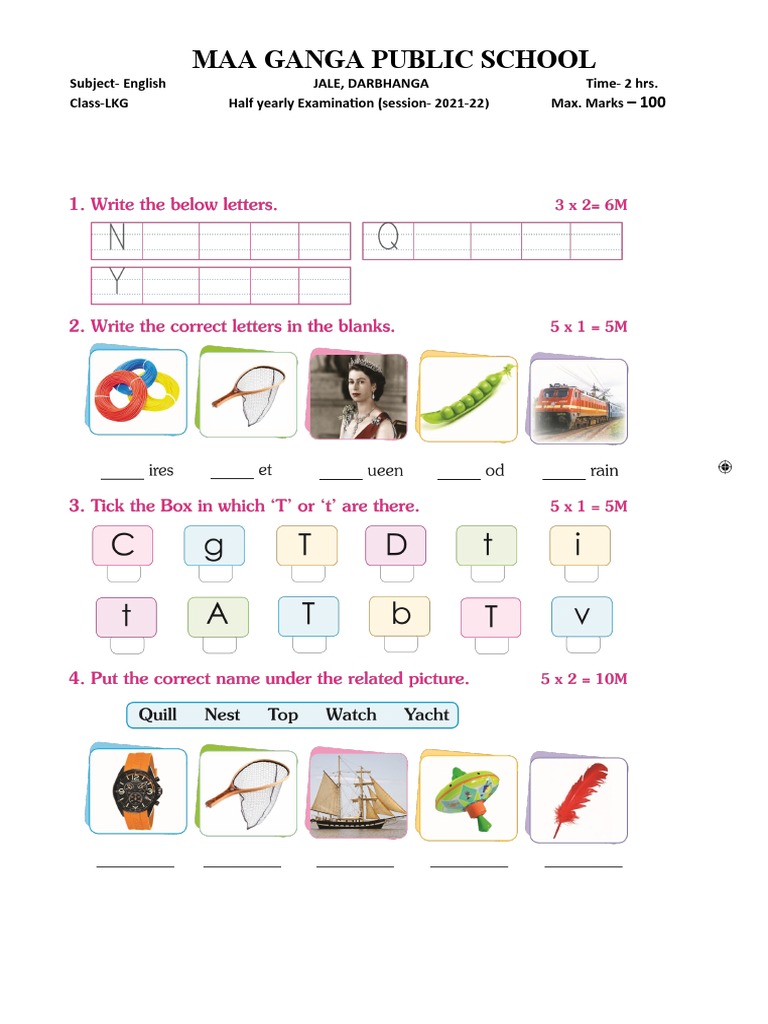 LKG English Paper | PDF