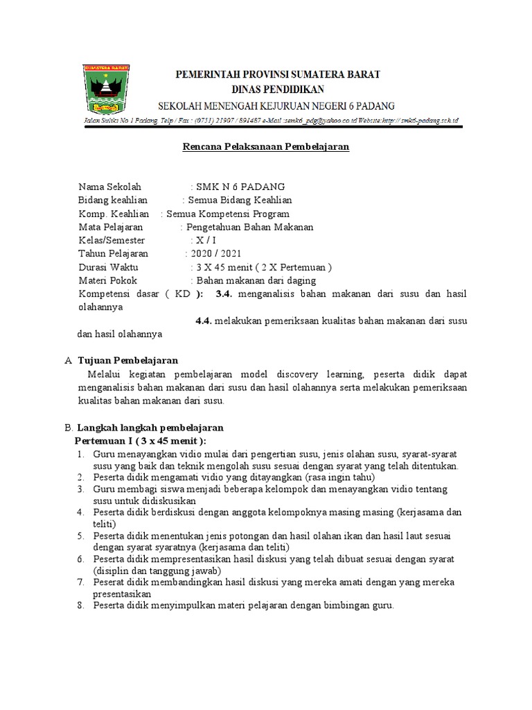 Contoh RPP (OK) KD IV | PDF