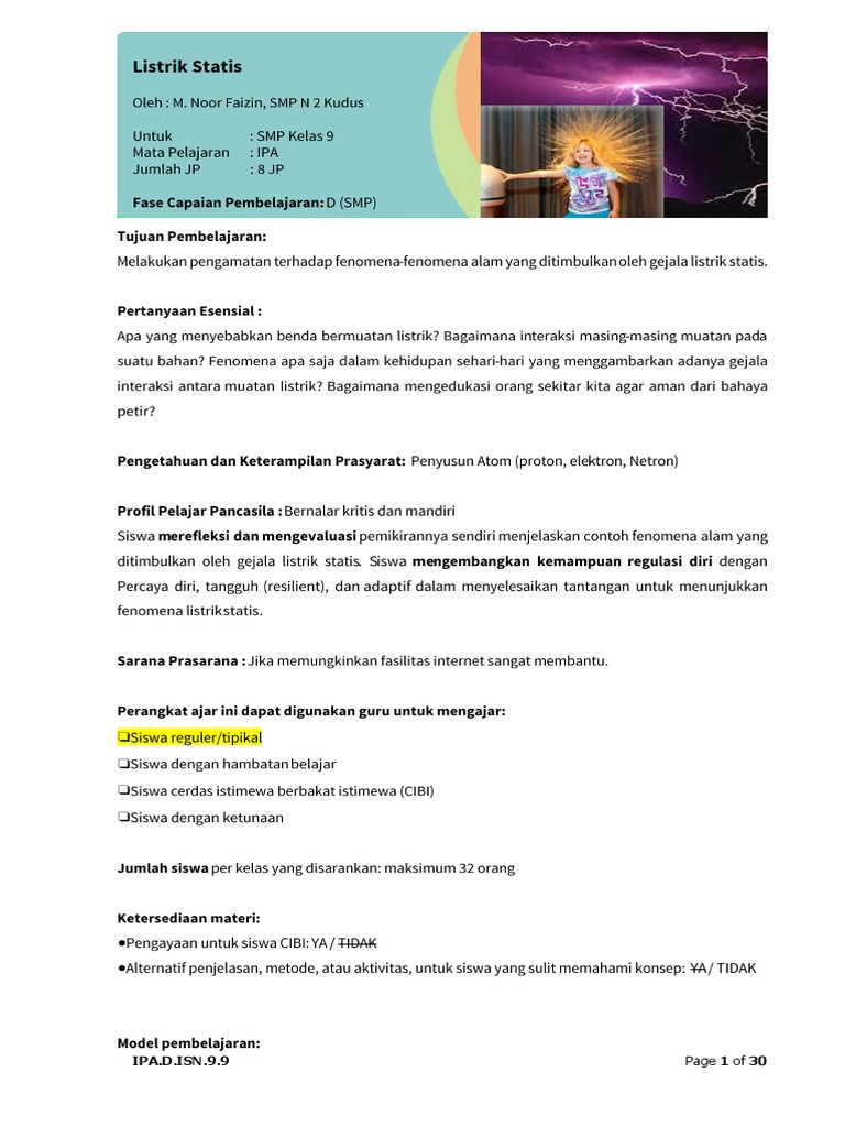 Listrik Statis IPA.D.isn.9.9 | PDF