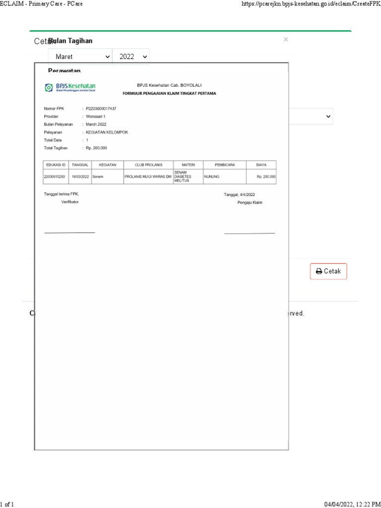 ECLAIM - Primary Care - PCare | PDF
