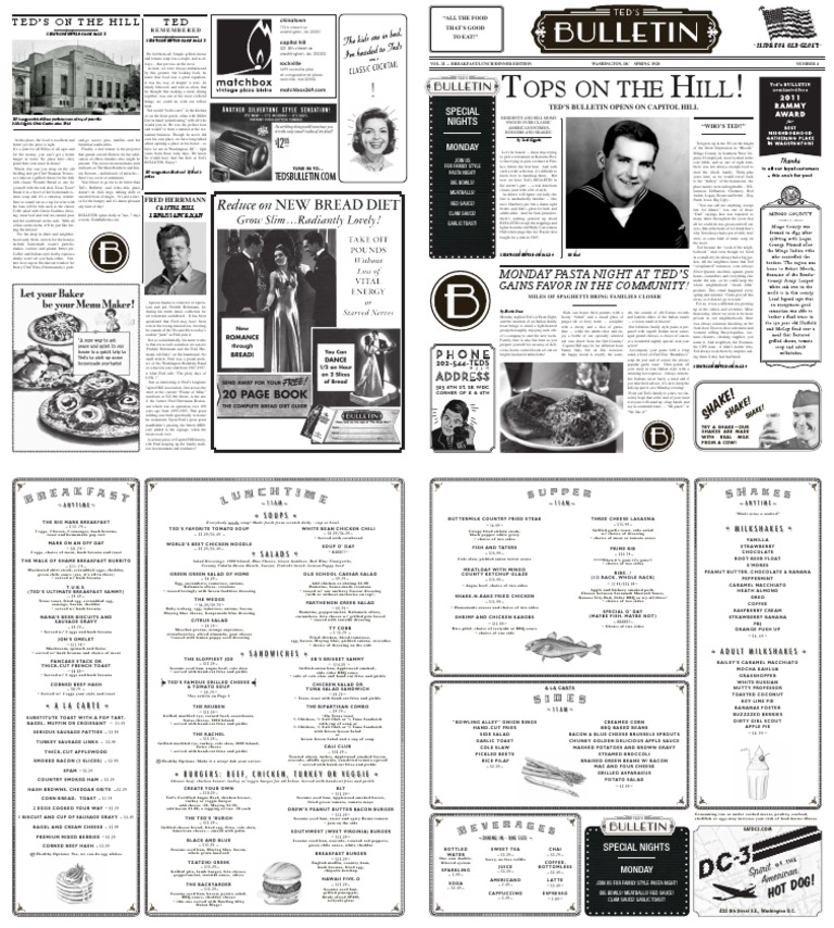 Ted's Bulletin New Menu FINAL | PDF | Salad | Cooking