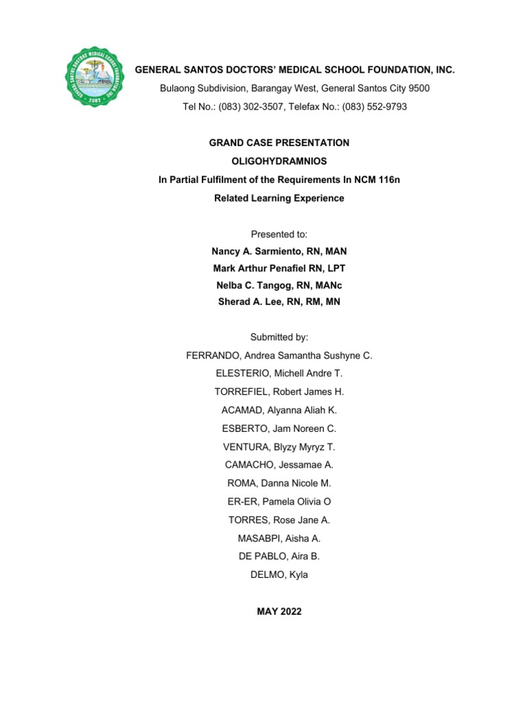 Oligohydramnios-Gcp Final | PDF | Labia | Human Body