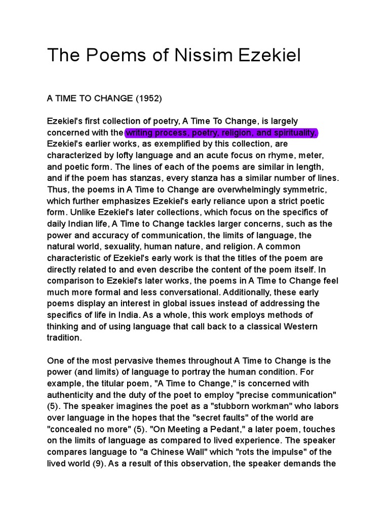 The Poems of Nissim Ezekiel | PDF | Poetry | English Language