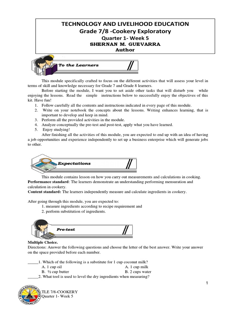 Cookery Module: Measuring & Substitution | PDF | Tablespoon | Shortening