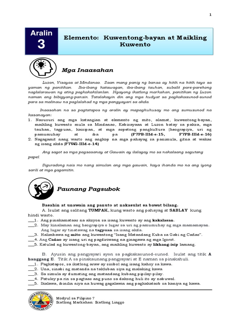 Filipino 7 Q3 Week 3 | PDF