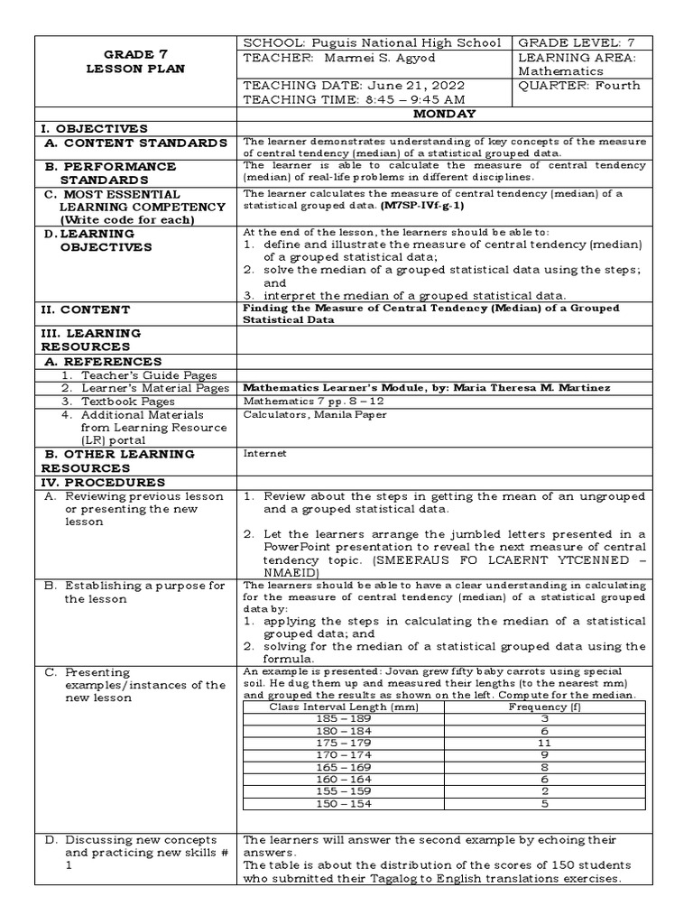 DLP Mathematics 7 | PDF | Learning | Cognition