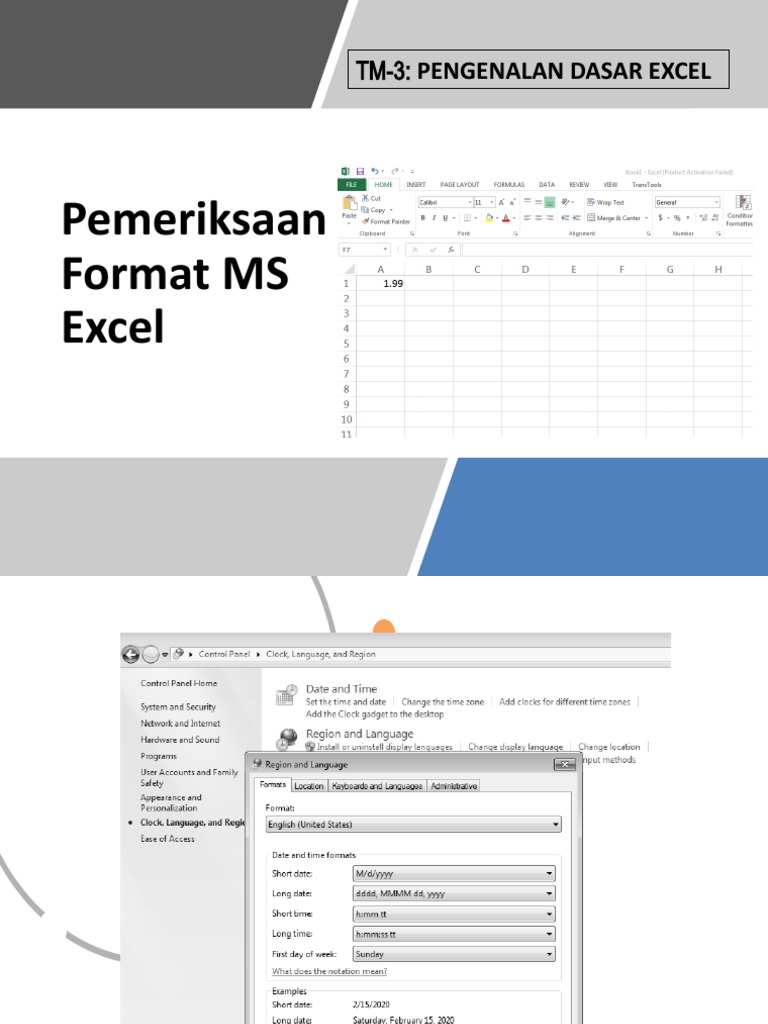 Pemeriksaan Format MS Excel: Tm-3: Pengenalan Dasar Excel | PDF