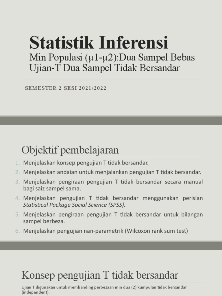 Ujian T 2 Sampel Bebas | PDF