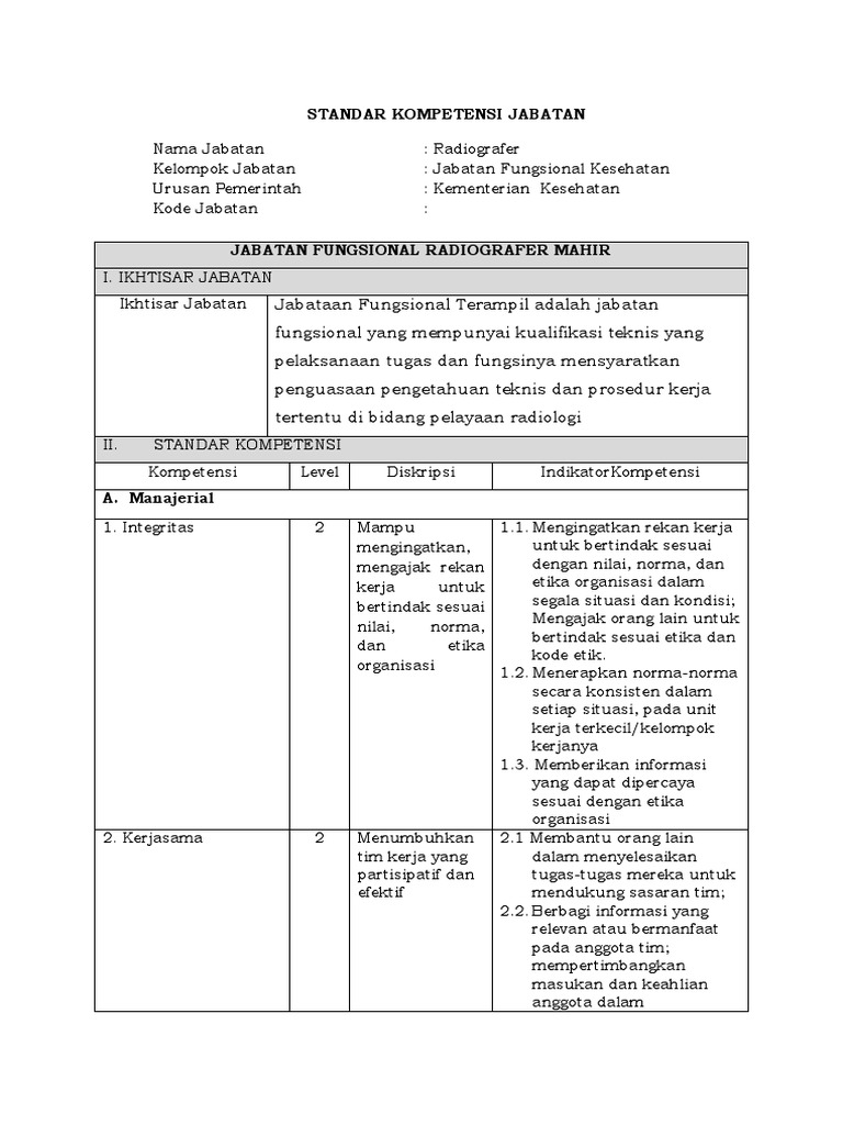 Standar Kompetensi Radiografer | PDF