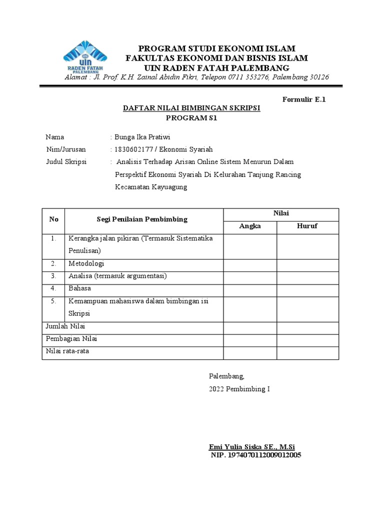 FORM E1 Bunga Ika Pratiwi | PDF | Karier & Perkembangan