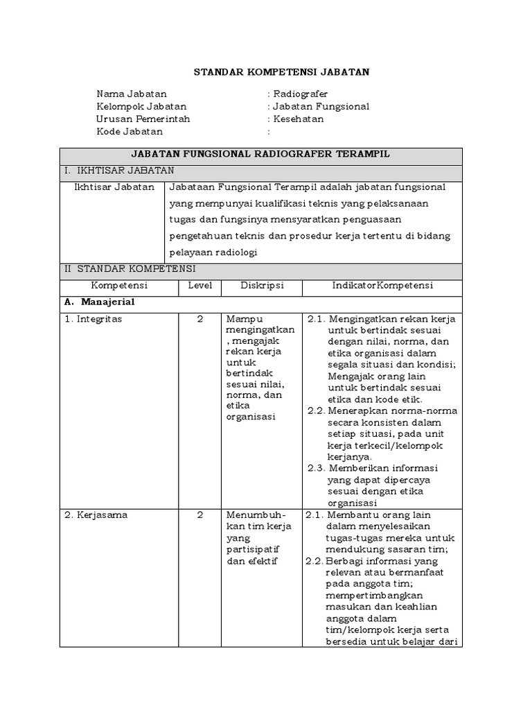 SKJ Radiografer Terampil | PDF | Karier & Perkembangan