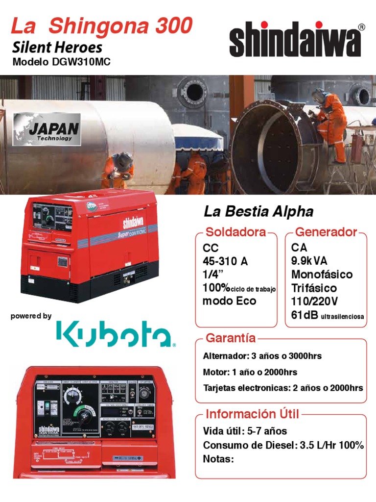 Ficha Técnica DGW310MC | PDF | Generador eléctrico | Soldadura