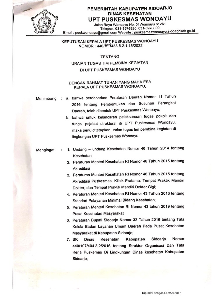 SK Uraian Tugas Tim Pembina Kegiatan | PDF