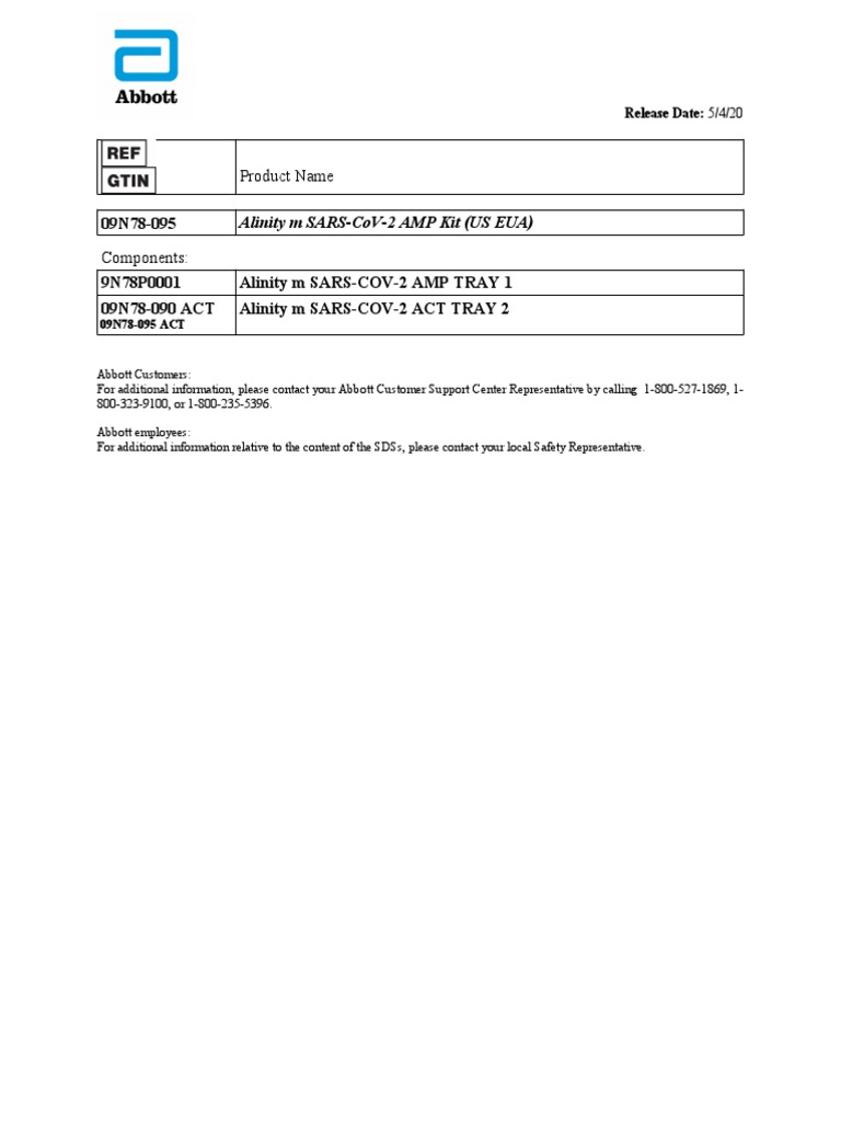 Product Name: Alinity M Sars-Cov-2 Amp Kit (Us Eua) | PDF ...