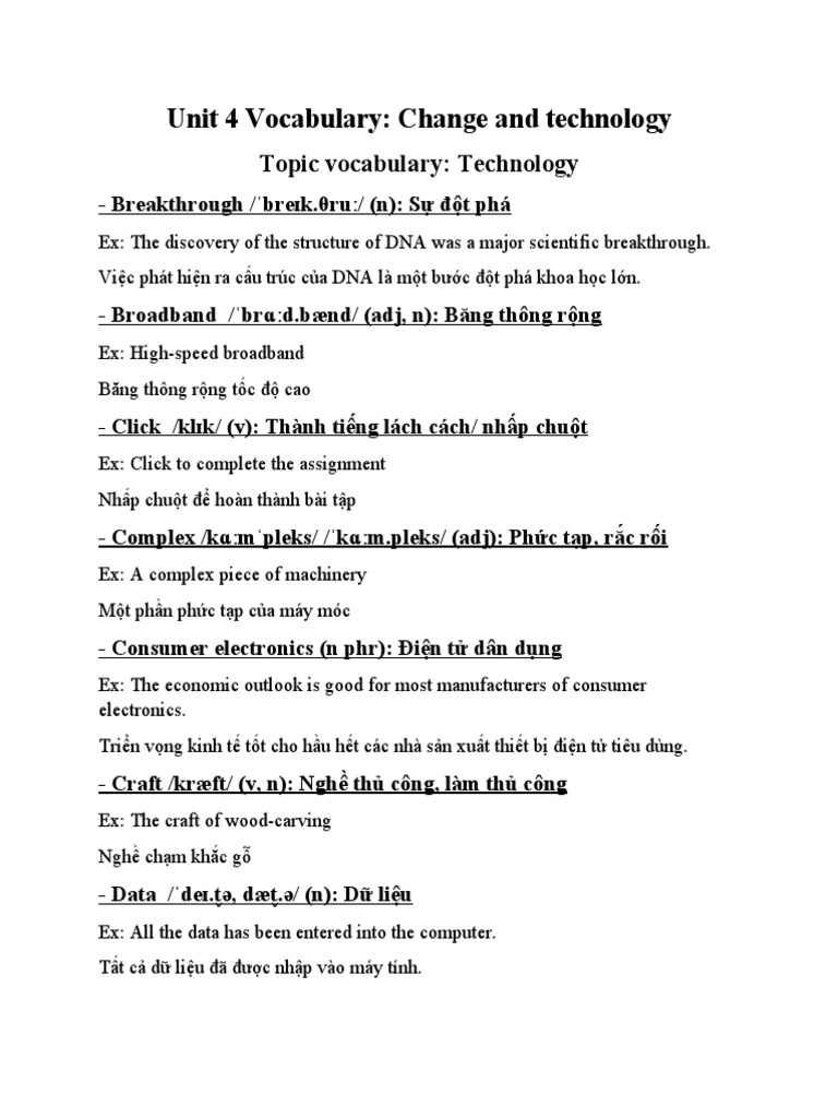 Unit 4 Vocabulary | PDF