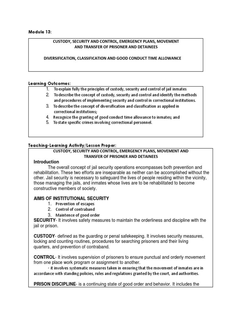 Managing Prison Security: Procedures for Custody, Control, Emergency ...