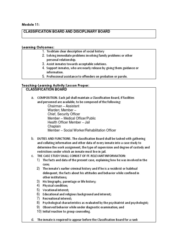 BJMP Classification and Disciplinary Boards | PDF | Solitary ...