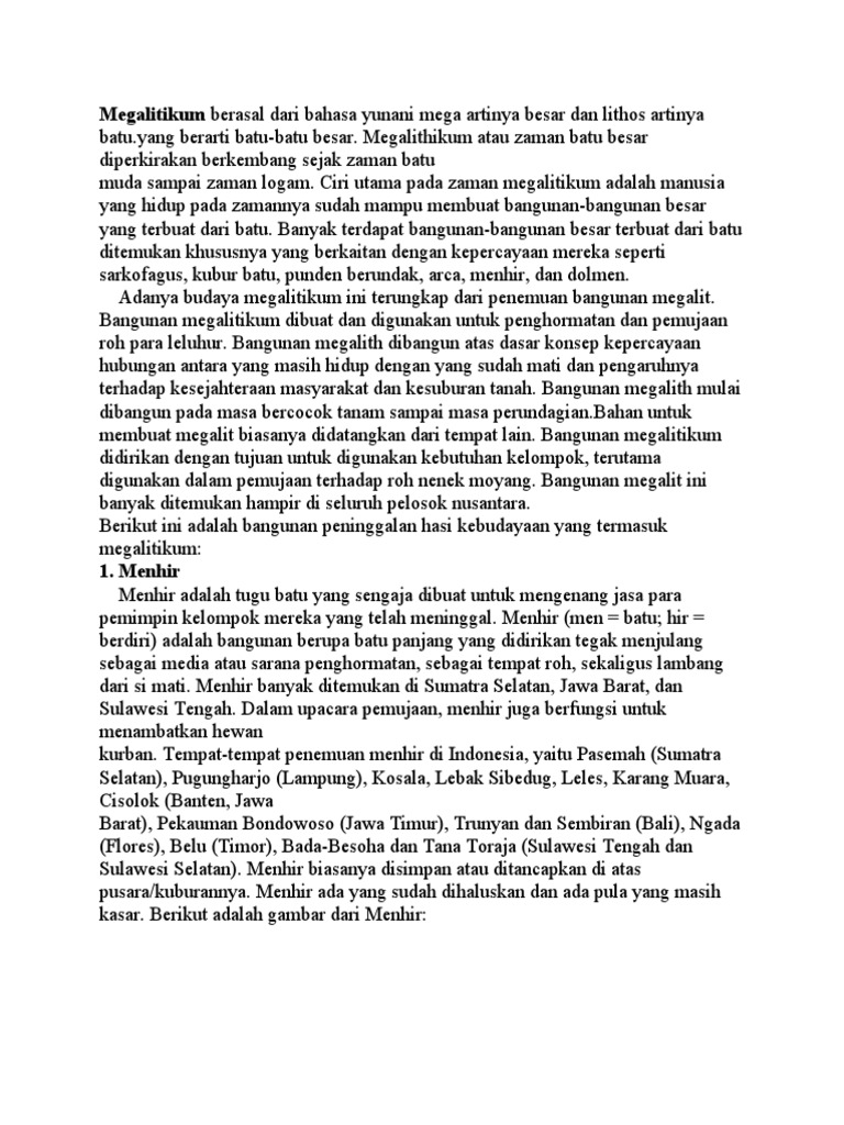 Megalithic Structures of the Prehistoric Era in Indonesia | PDF