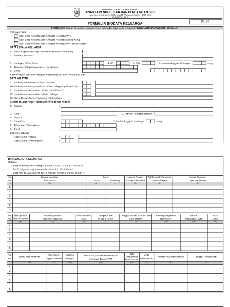 Formulir F1 01 | PDF
