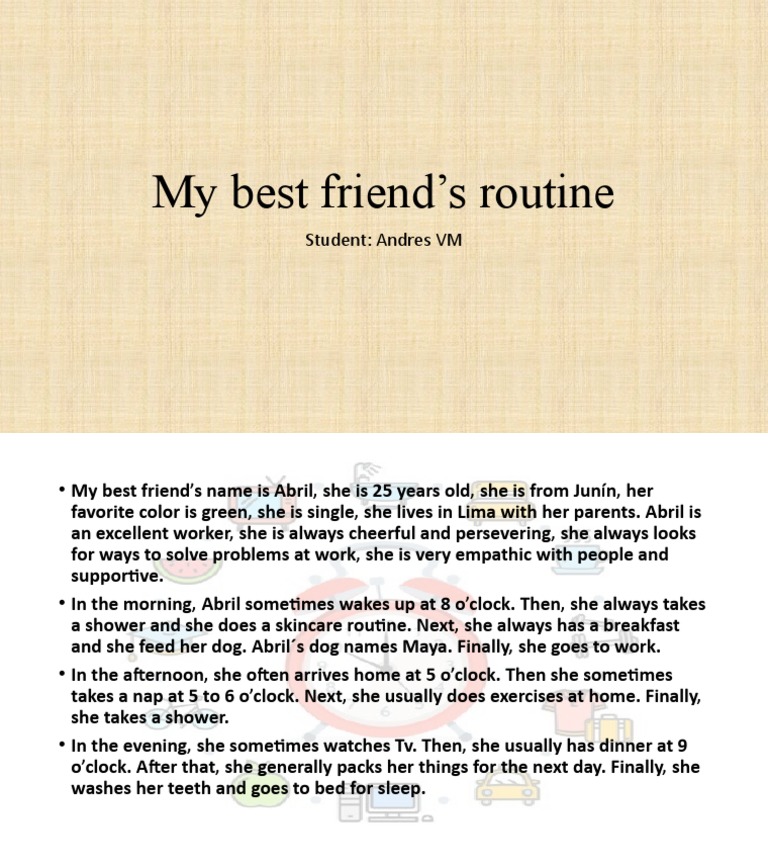 My Best Friend's Routine | PDF | Self-Improvement | Wellness