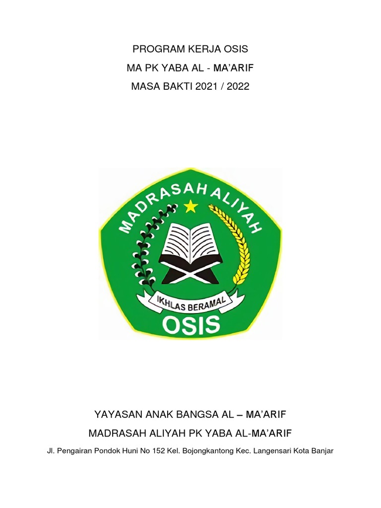 Program Kerja OSIS MA PK YABA 2021/2022 | PDF | Karier & Perkembangan ...