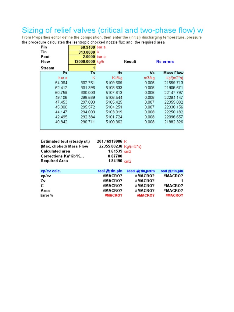 Sizing of Relief Valves (Critical and Two-Phase Flow) With Isentropic ...