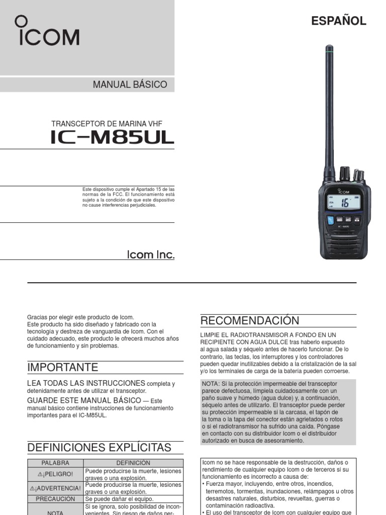 IC-M85UL ES Manual | PDF | Frecuencia de radio | Radio