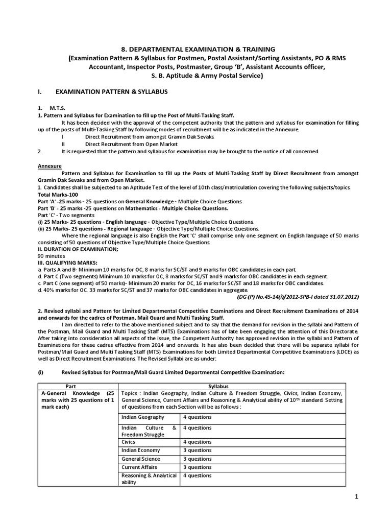 Departmental Examination & Training | PDF | Test (Assessment ...