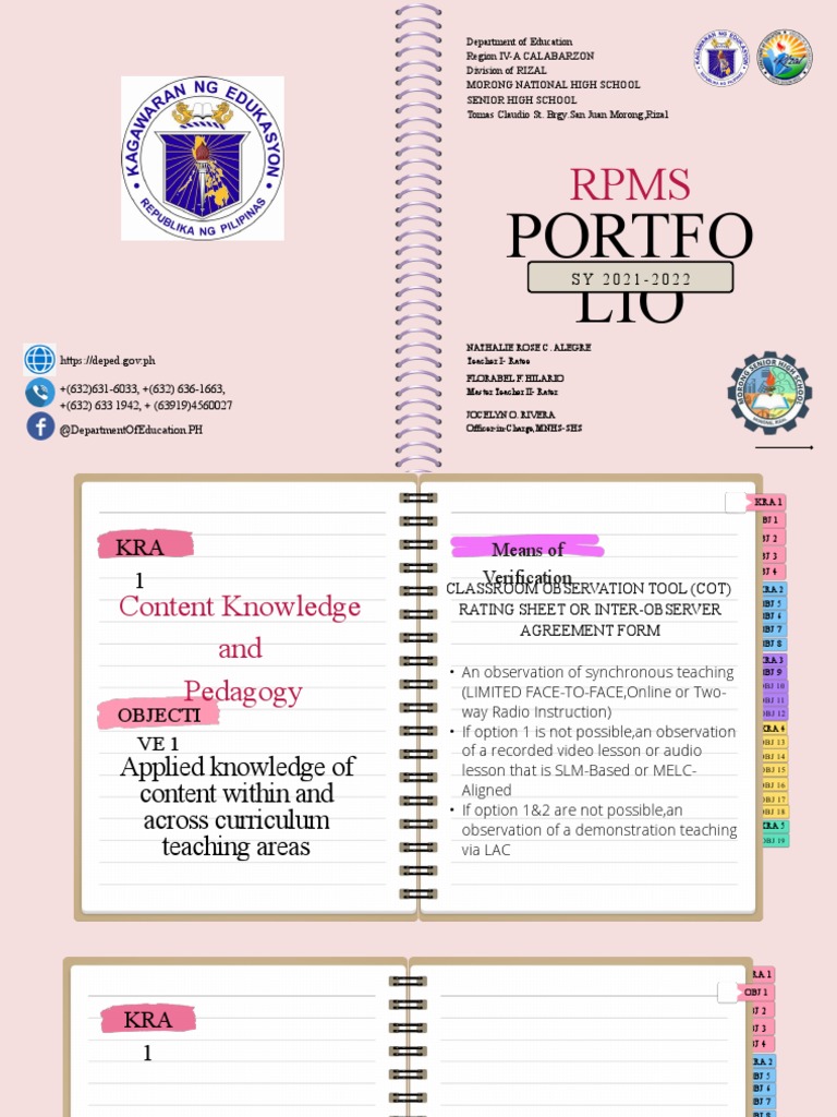 RPMS Portfolio - PINK Tones | PDF | Learning | Lesson Plan