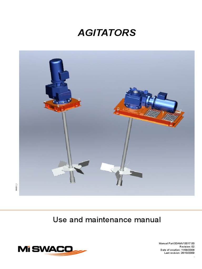 Agitators: Use and Maintenance Manual | PDF | Steel | Occupational ...