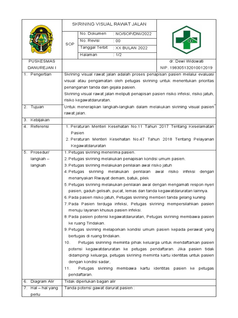 3.1 Sop Skrining Visual Rawat Jalan | PDF | Pengembangan Diri | Sains & Matematika