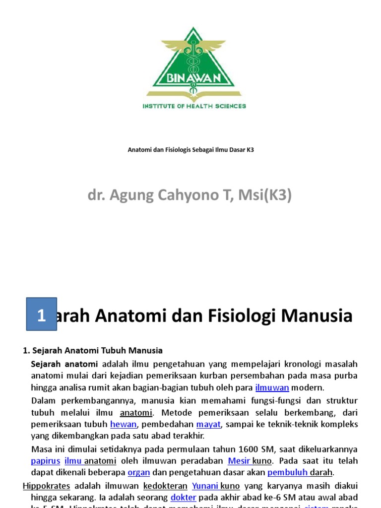 Sejarah Anatomi Dan Fisiologi Manusia | PDF