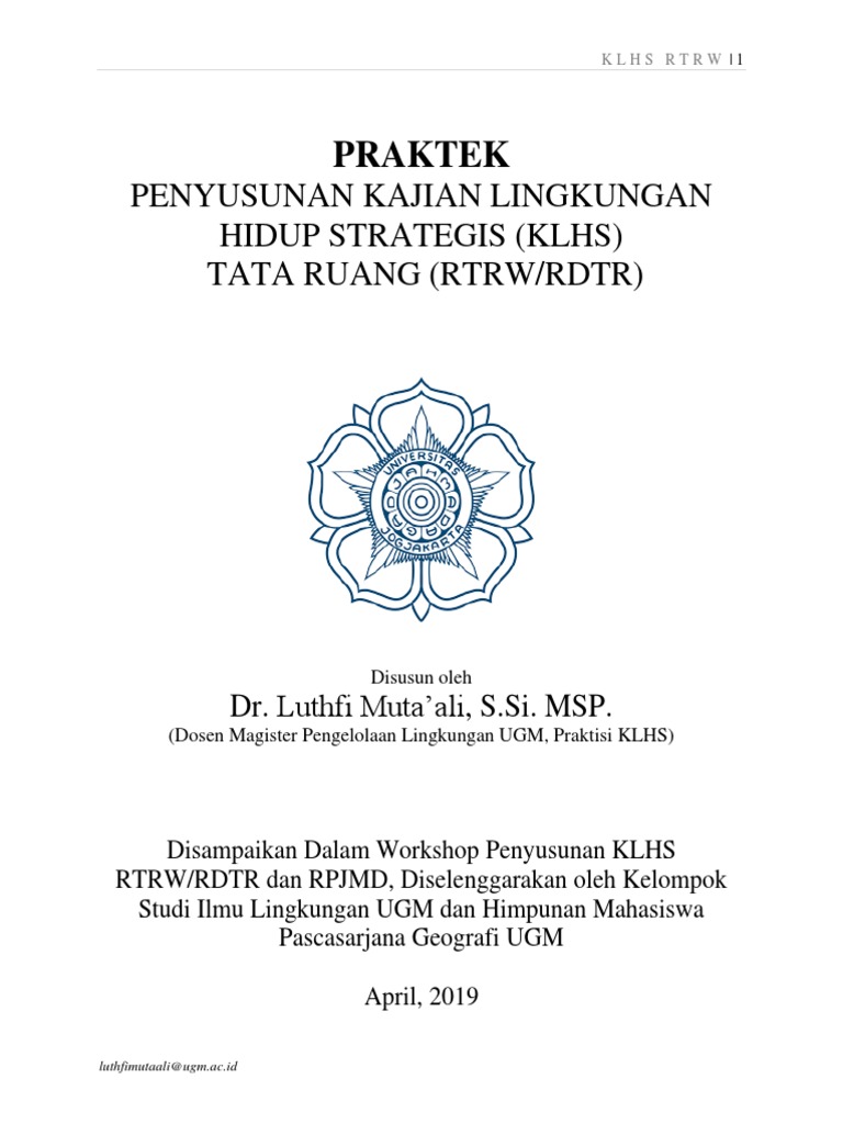 Lembar Kerja Klhs Tata Ruang - Pelatihan Klhs | PDF