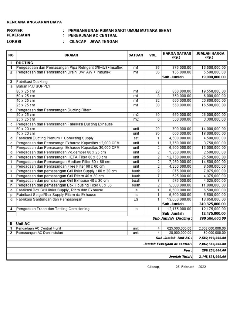 Rab Pekerjaan Ac Central | PDF