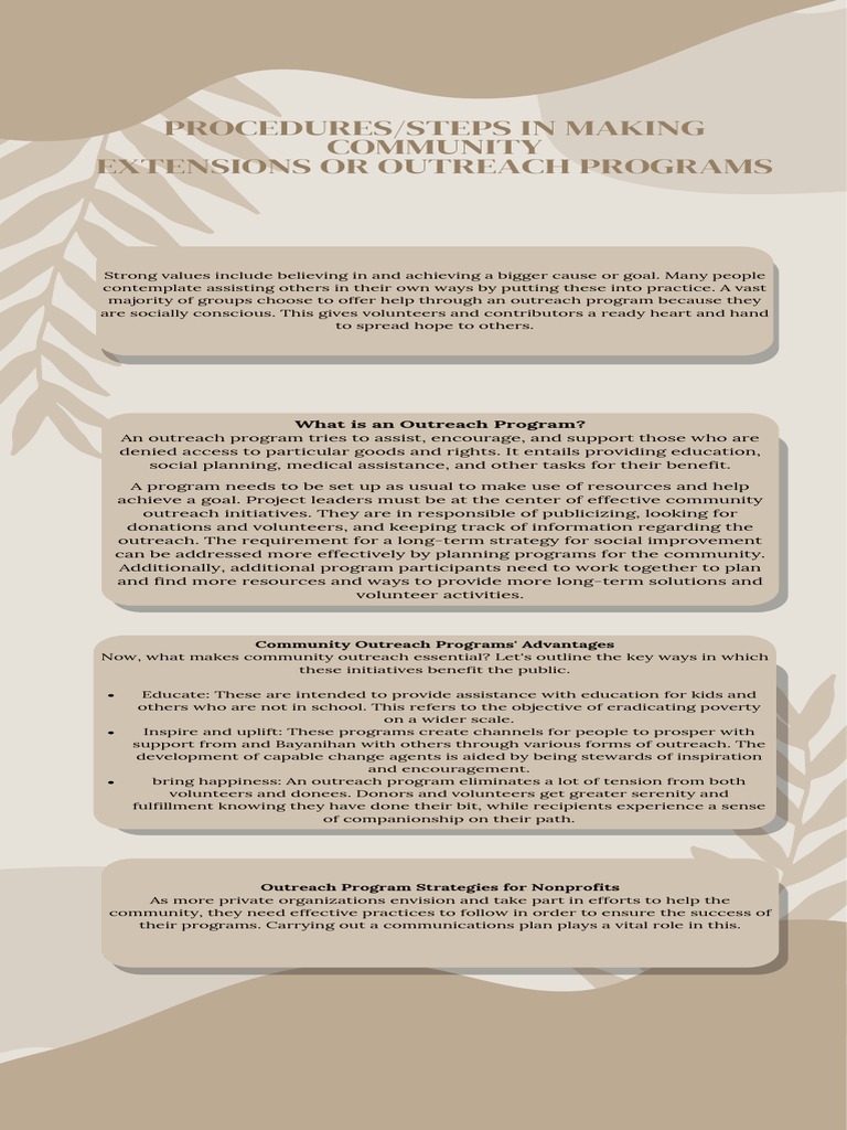 Procedures/Steps in Making Community Extensions or Outreach Programs ...