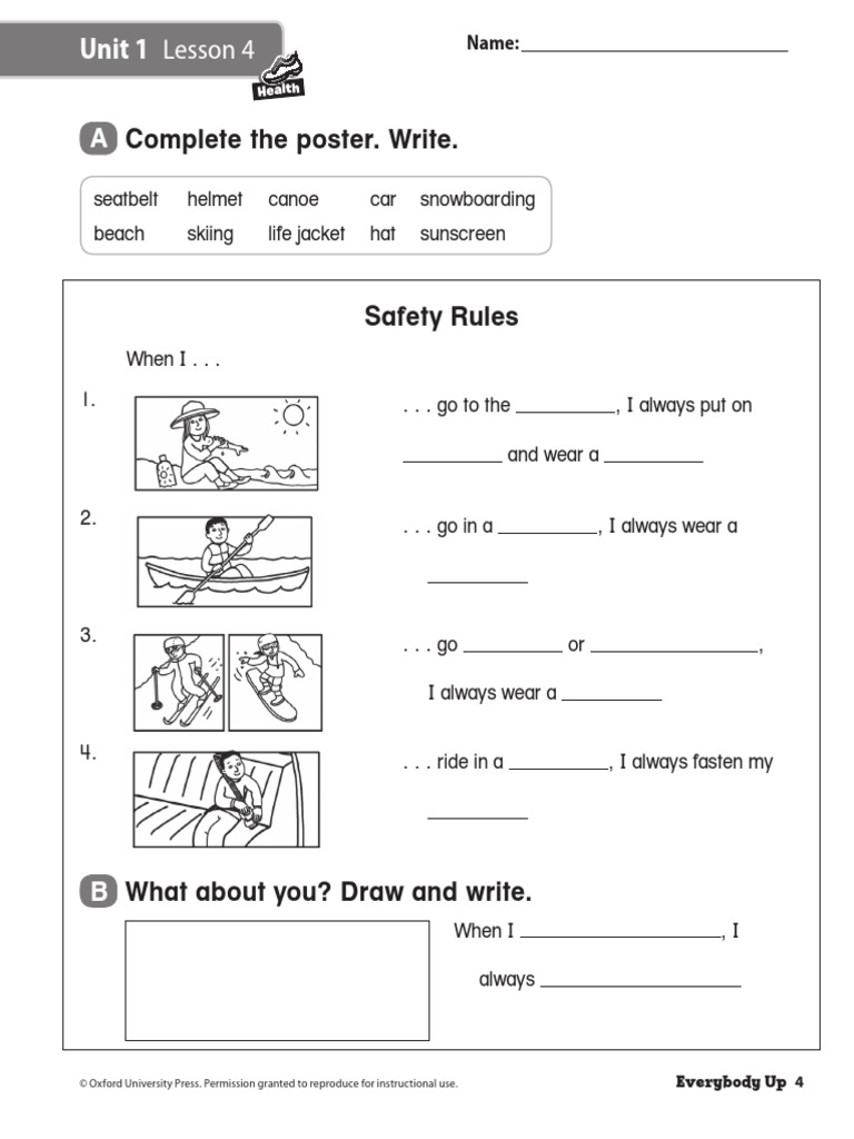 Unit 1 Lesson 4: Complete The Poster. Write | PDF