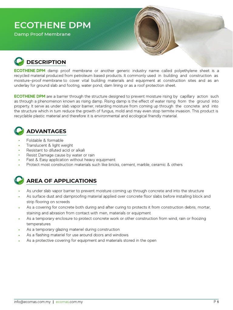 Ecothene DPM: Description | PDF | Concrete | Building