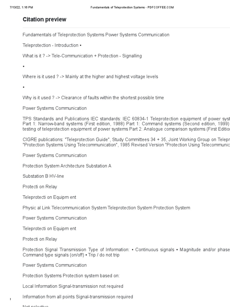 Fundamentals of Teleprotection Systems | PDF | Electrical Substation ...