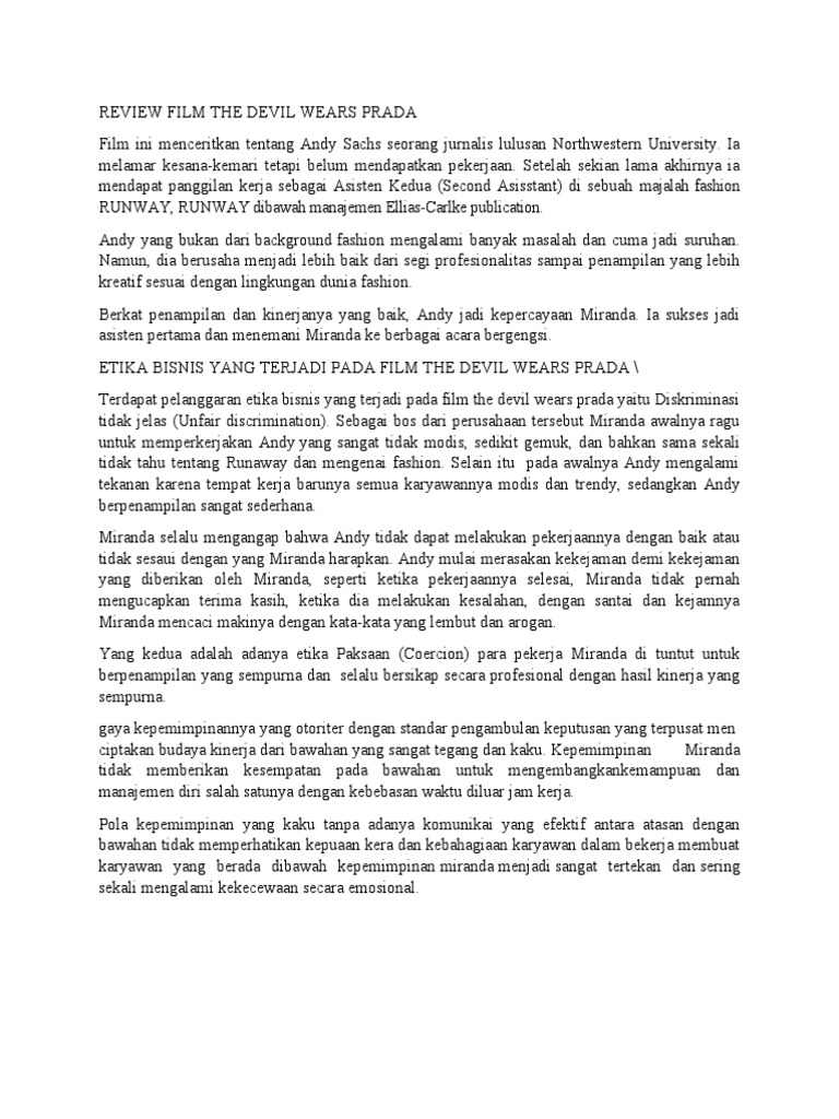 Review Film The Devil Wears Prada | PDF