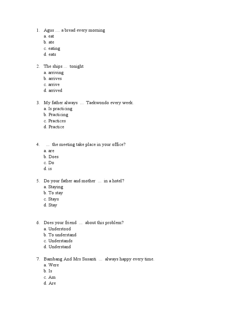 Determining Verb Forms: An Exercise in Identifying Correct Verb Usage ...